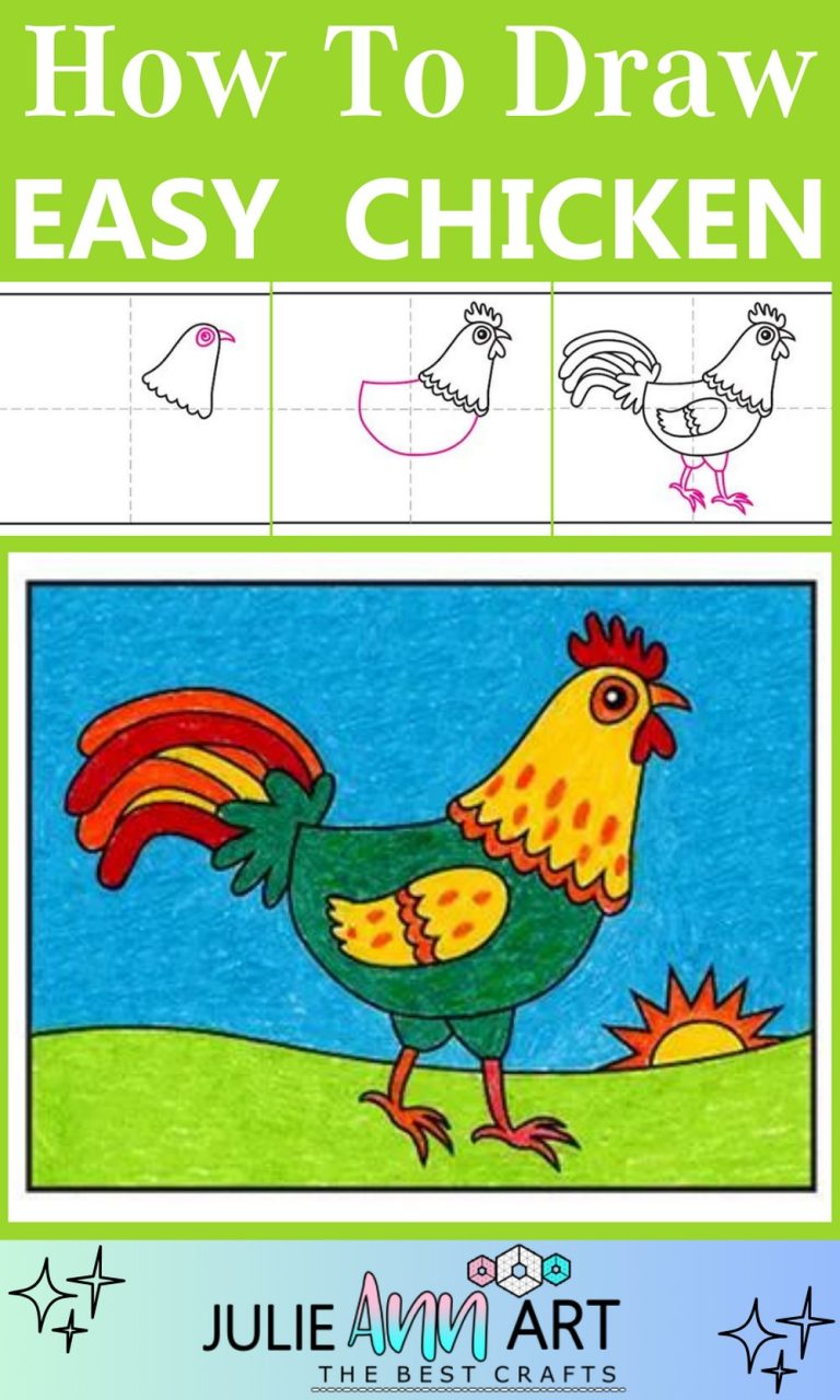 18 Easy Chicken Drawing Ideas - How To Draw Hen - The Julie Art