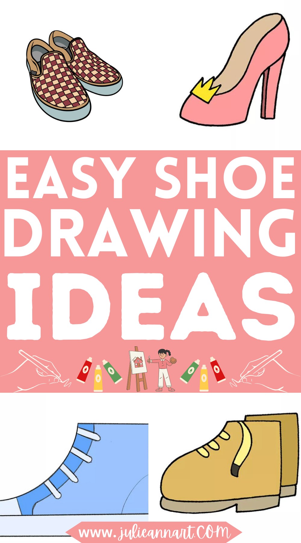 10 Easy Shoe Drawing Ideas For Kids To Try - The Julie Art