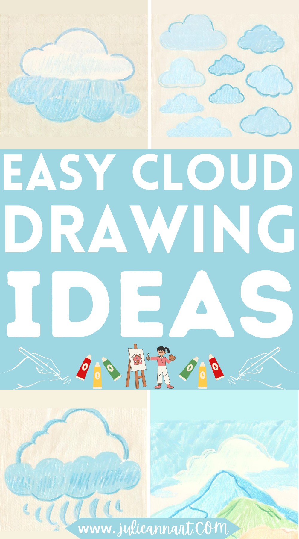27 Cloud Drawing Ideas In Any Shape - Cute Cloud Drawings - The Julie Art