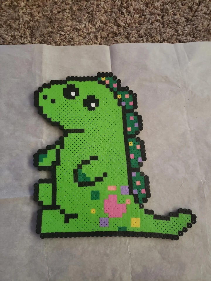 10 Dinosaur Perler Beads Patterns In Fun Colors - The Julie Art