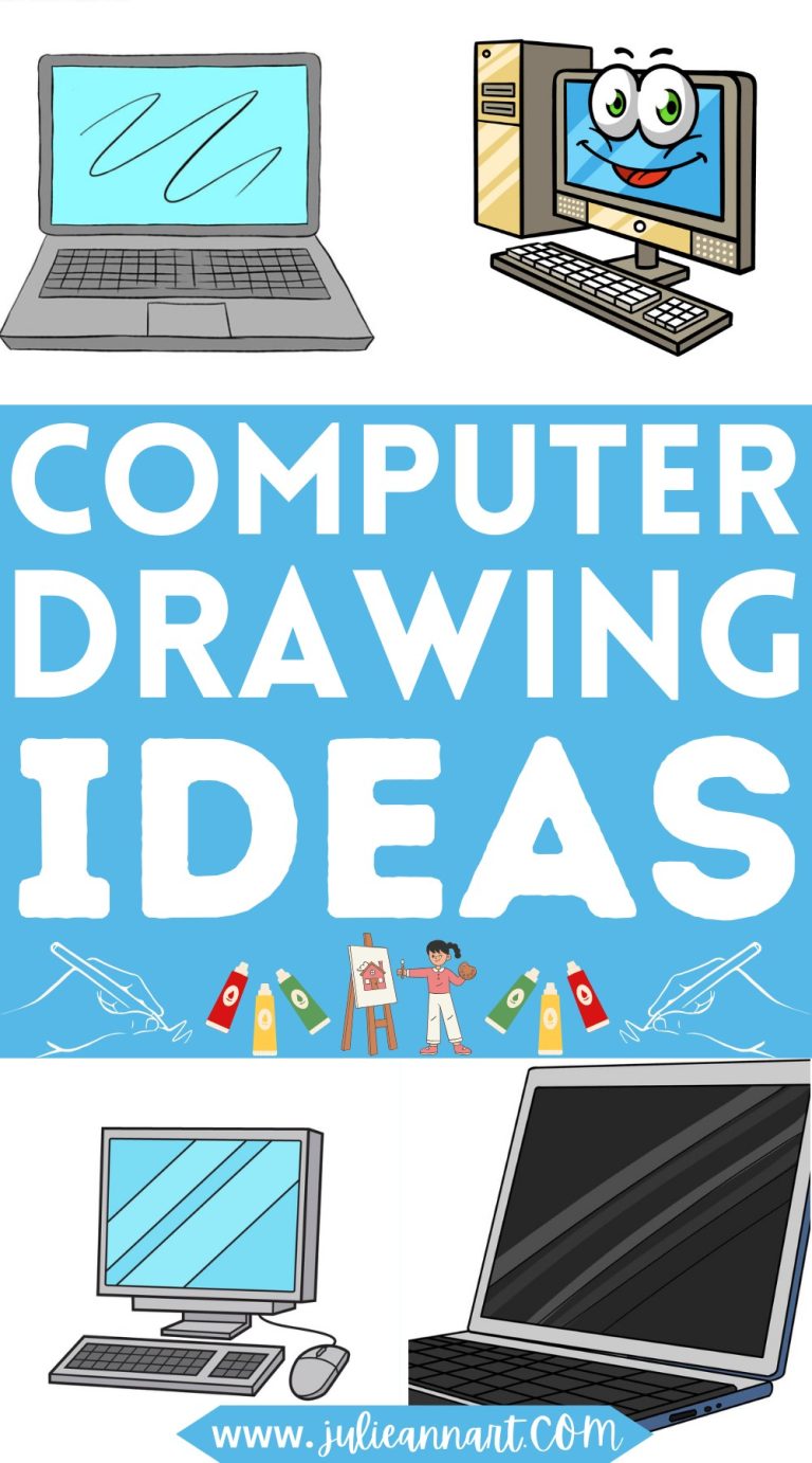 14 Easy Computer Drawing Ideas - How To Draw Computer - The Julie Art